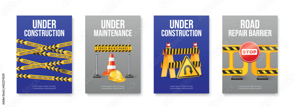 Construction Signs Poster Set Stock Vector | Adobe Stock