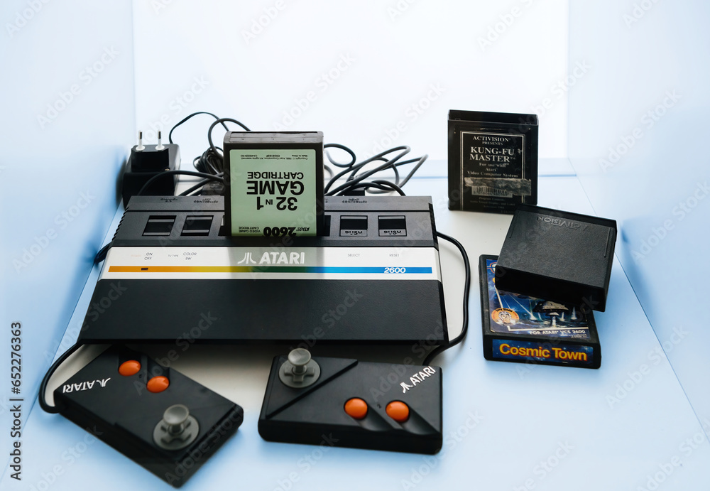 Germany - Jul 14, 2020: The Atari 2600 game console, styled as a hero ...