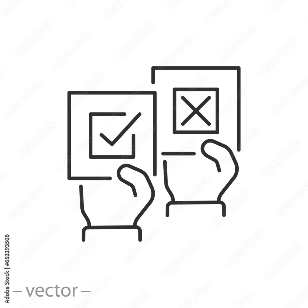 vote process icon, pros and cons voting sheets, ballot papers for and ...