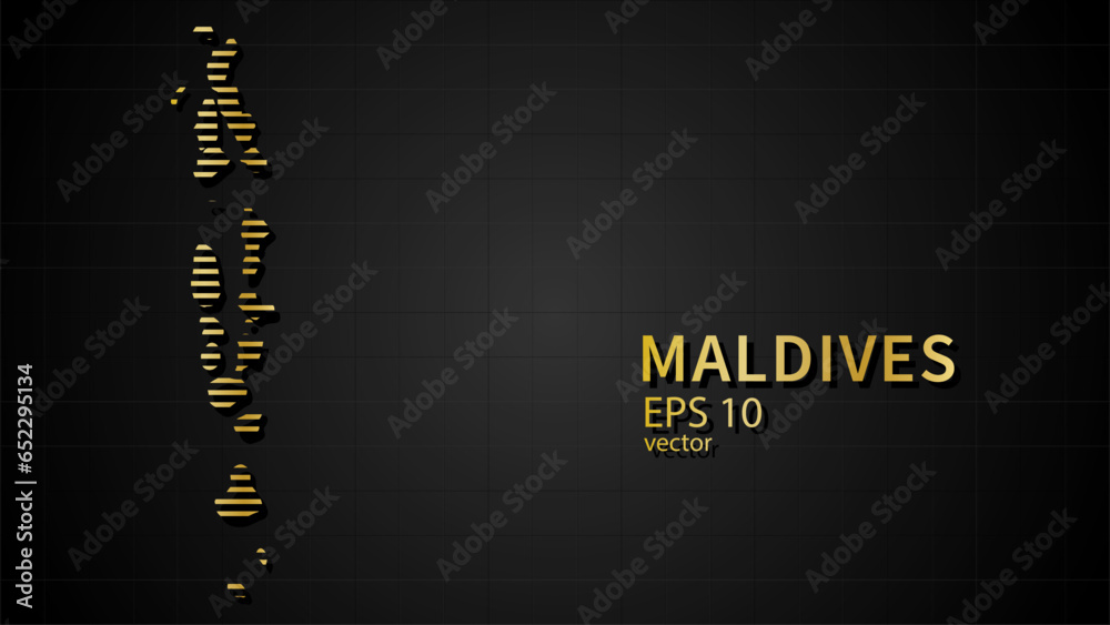 Vector gold map of Maldives, futuristic modern website background or ...