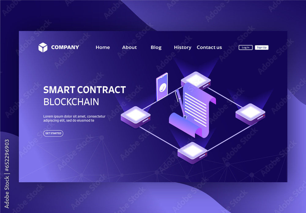 Smart Contract Blockchain Concept Based Landing Page With Agreement ...