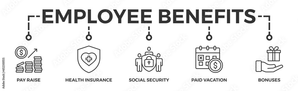 Employee benefits banner web icon vector illustration concept with icon ...
