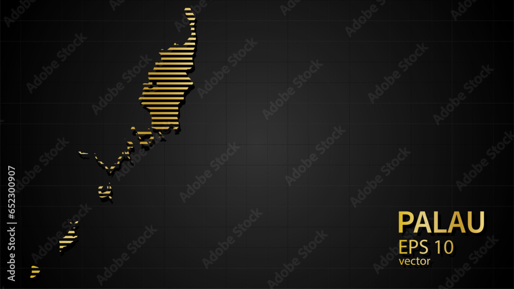 Vector gold map of Palau, futuristic modern website background or cover ...
