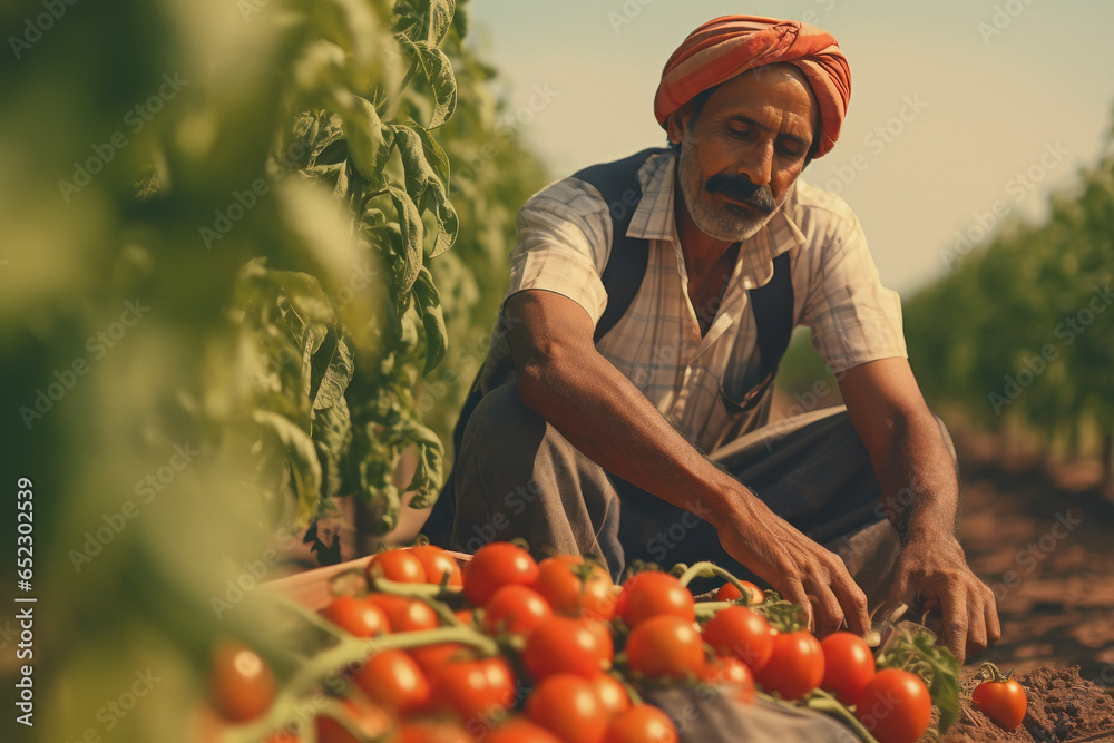 indian farmer in tomato agriculture field Stock Photo | Adobe Stock