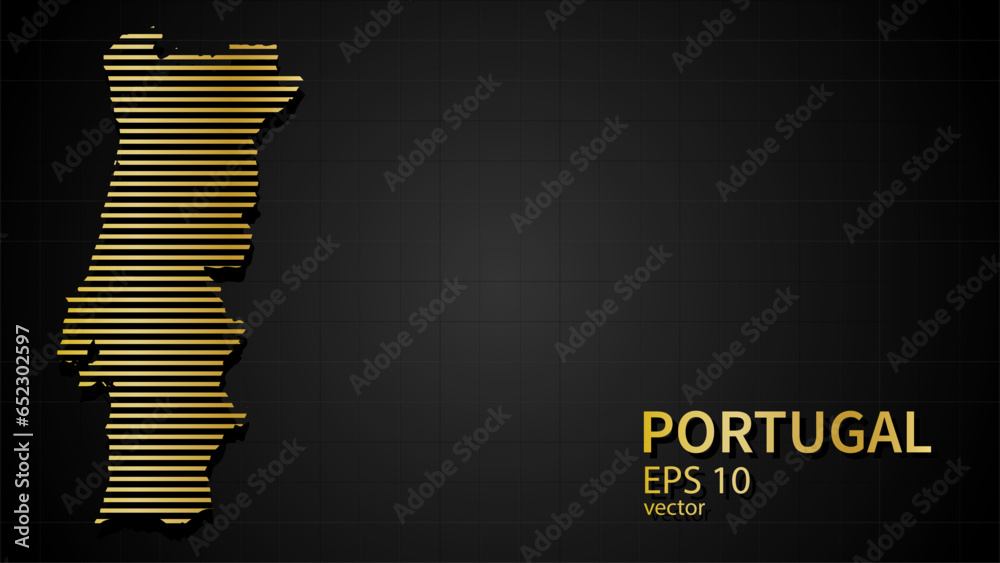Vector gold map of Portugal, futuristic modern website background or ...