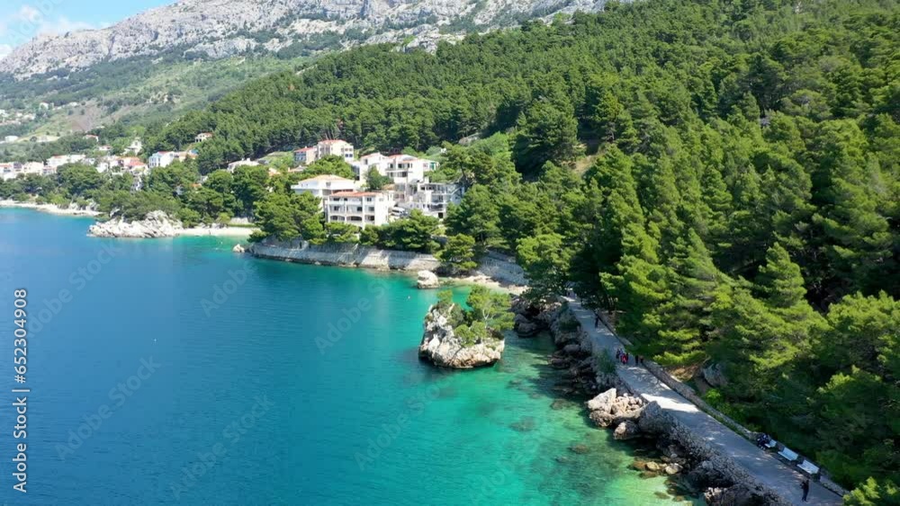 Kamen Brela symbol of the city of Brela on Adriatic coast of Dalmatia ...