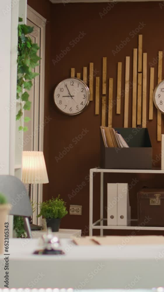 Vertical video Interior of luxurious lobby at hotel, decorated with ...