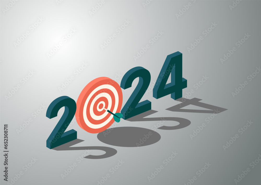 New Year realistic target and goals with symbol numbers of 2024 from ...