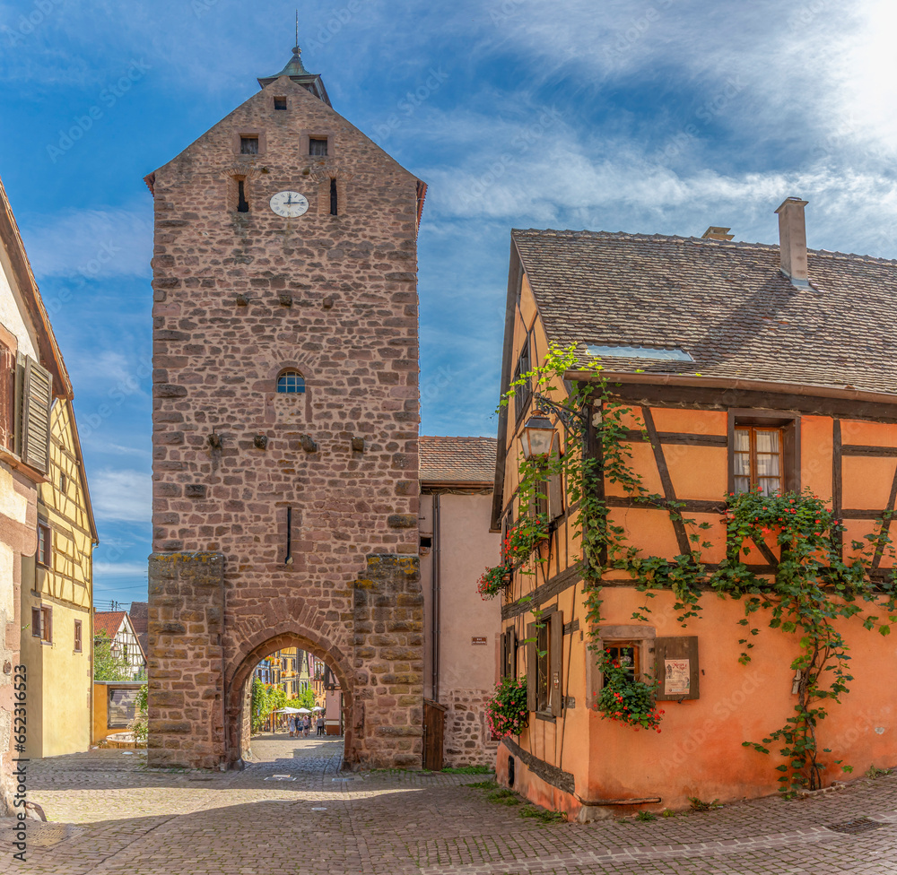 Riquewihr, France - 09 04 2023: The wine route. View of the back of Le ...