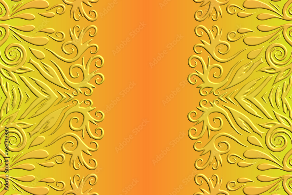 Luxurious frame golden gold batik ethnic dayak aztec Kalimantan pattern ...