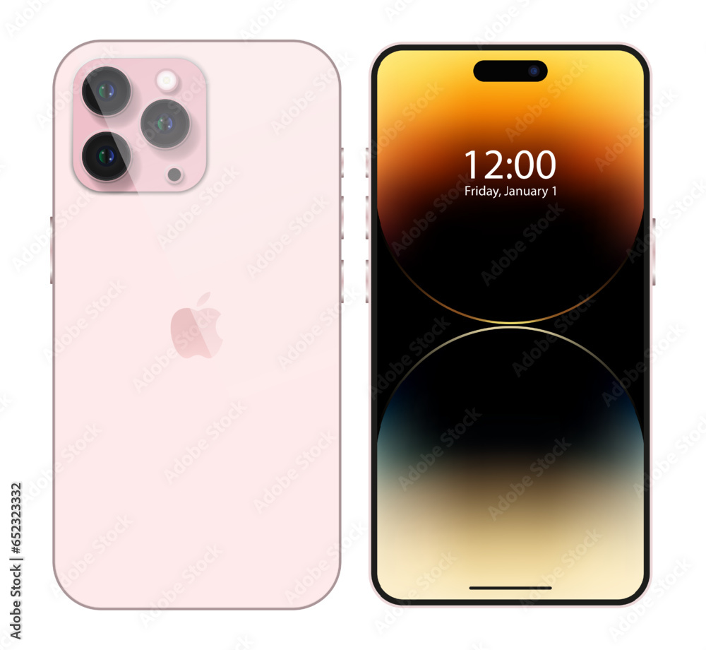 New iPhone 15 pro, pro max Deep pink color by Apple Inc. Mock-up screen ...