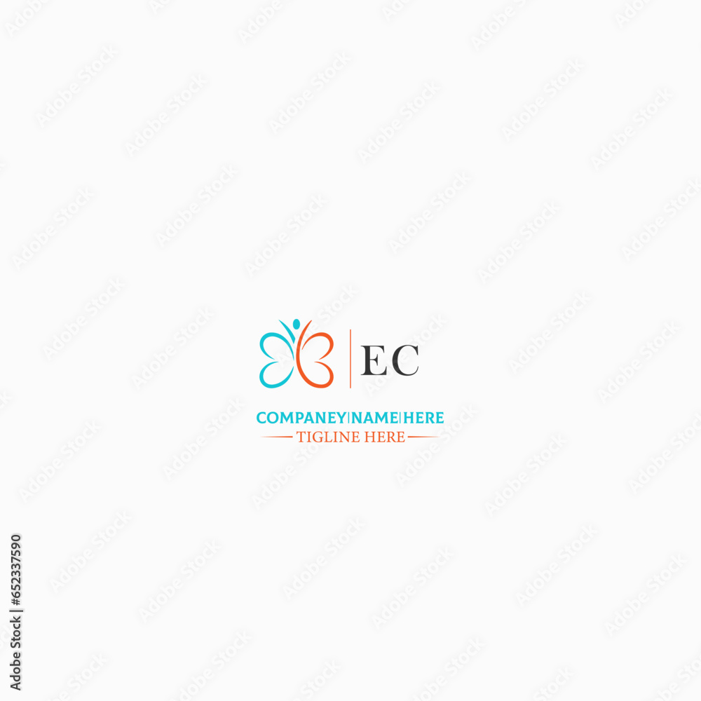 EC letter logo design . EC polygon, circle, triangle, hexagon, flat and ...