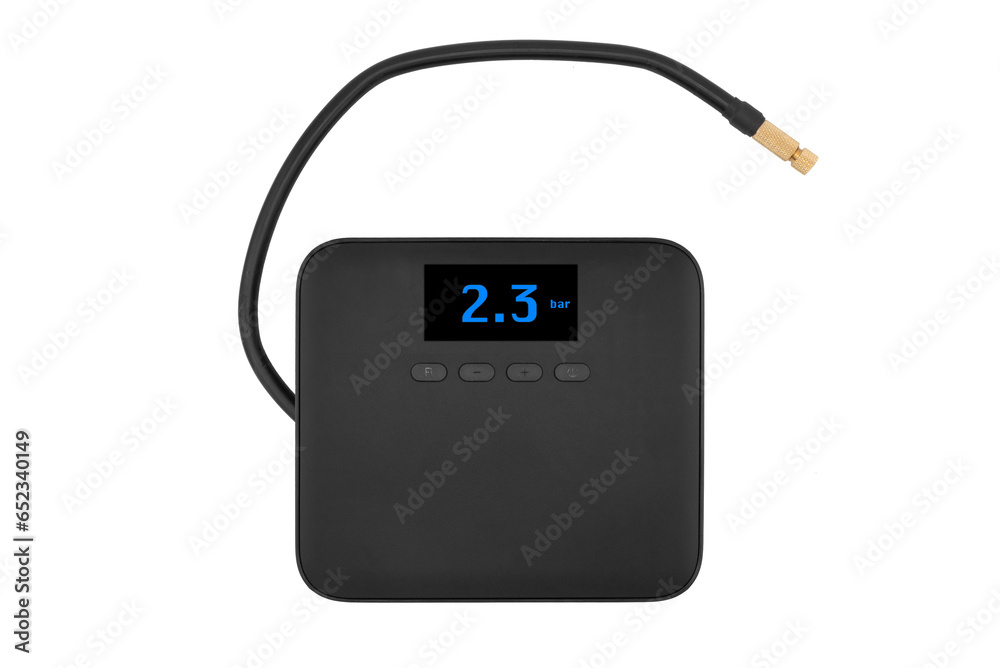 Air compressor isolated on white background. Car portable pump auto air ...
