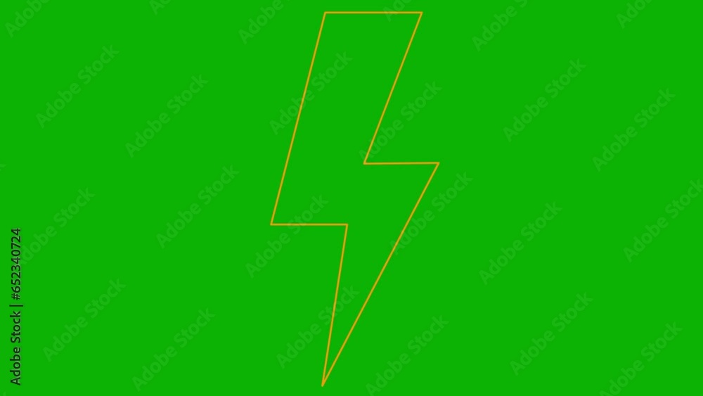 Animated linear orange symbol of lightning. Line energy icon of power ...