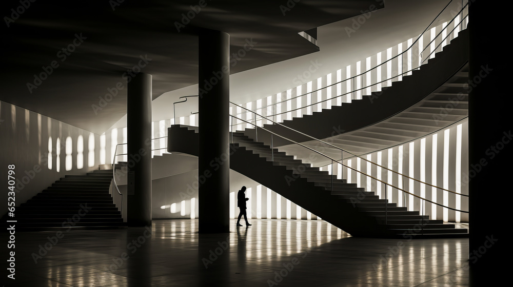 Captivating architectural staircase with appealing shadow patterns ...