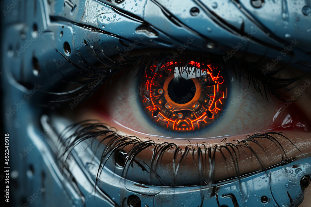 Futuristic robotic human cyber electronic scanning eye digital vision ...