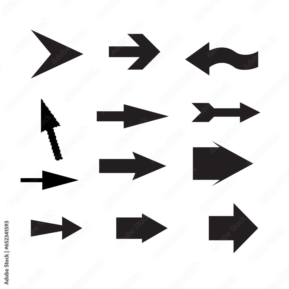 Set of black vector arrows. Arrow icon. Arrow vector icon. Arrow ...