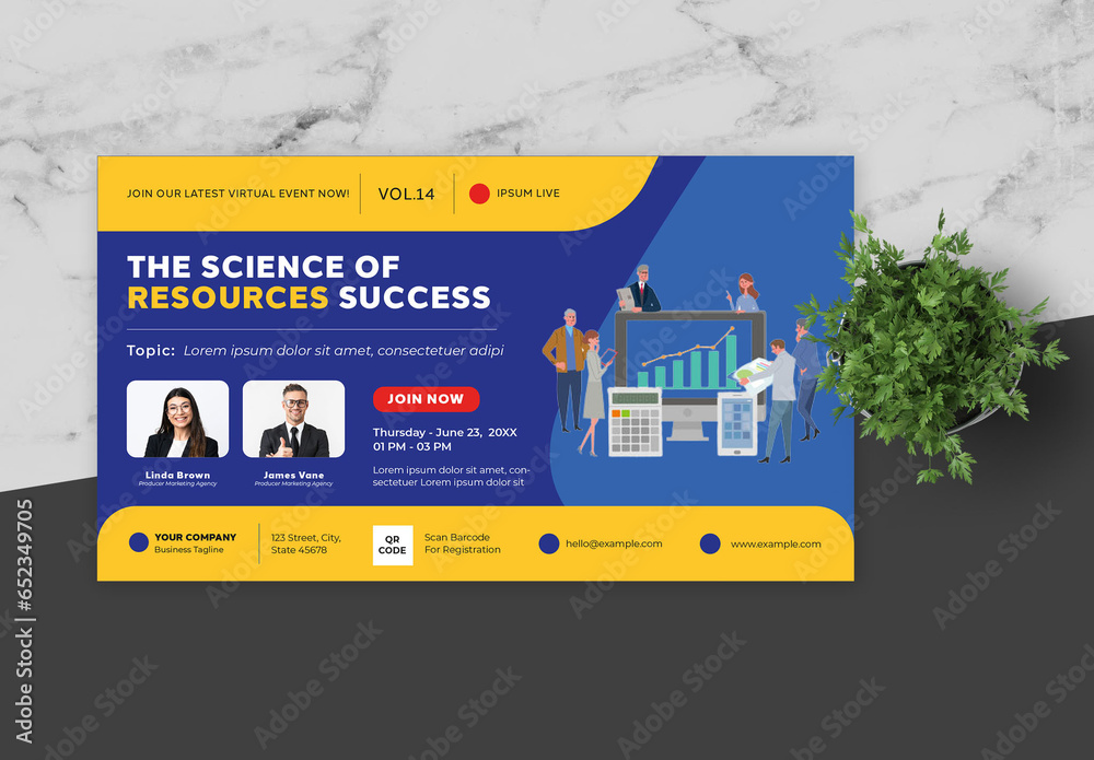 Blue and Yellow The Science of Resources Social Media Event Image Stock ...