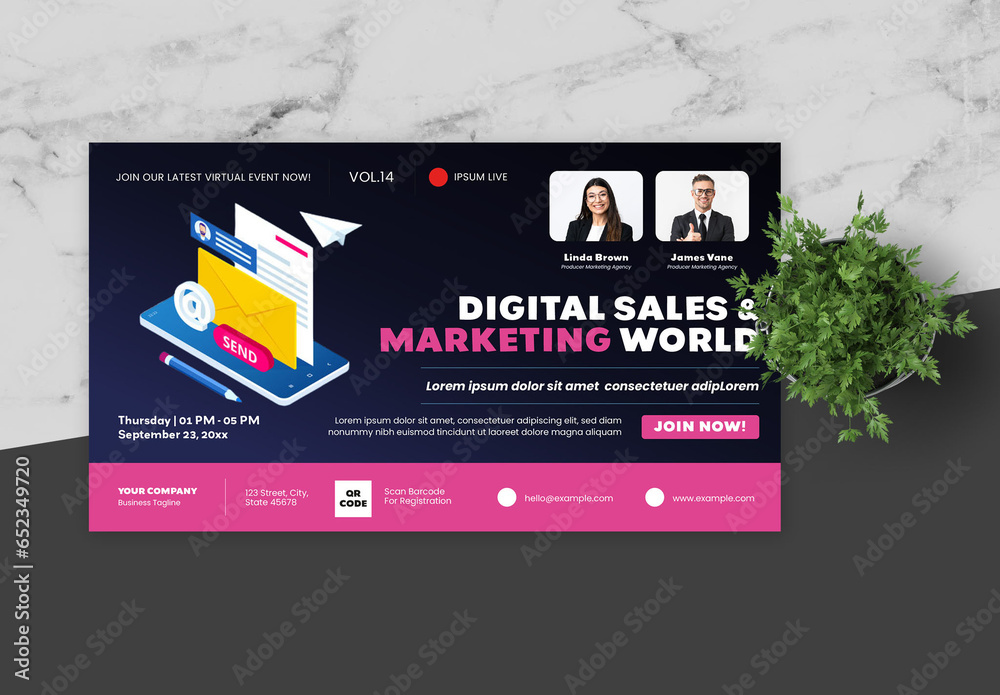 Pink and Blue Digital Sales and Marketing Social Media Event Image ...