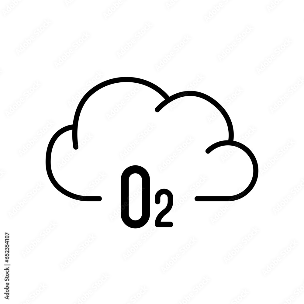 o2 cloud oxygen icon. Chemistry molecules of oxygen gas emission in ...