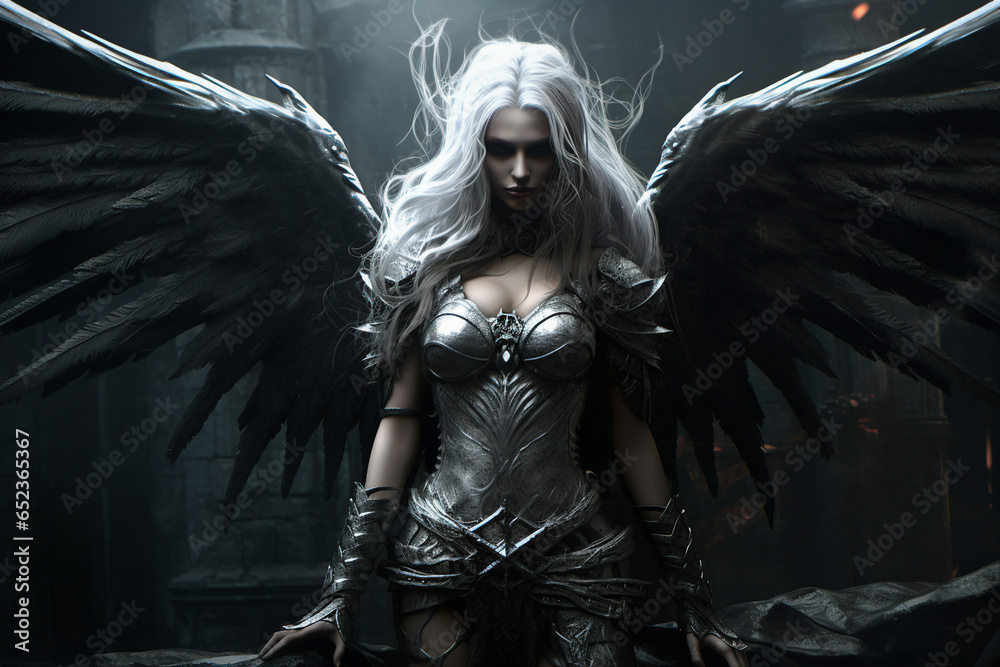 Generative ai collage photo of frightening scary fallen angel with ...