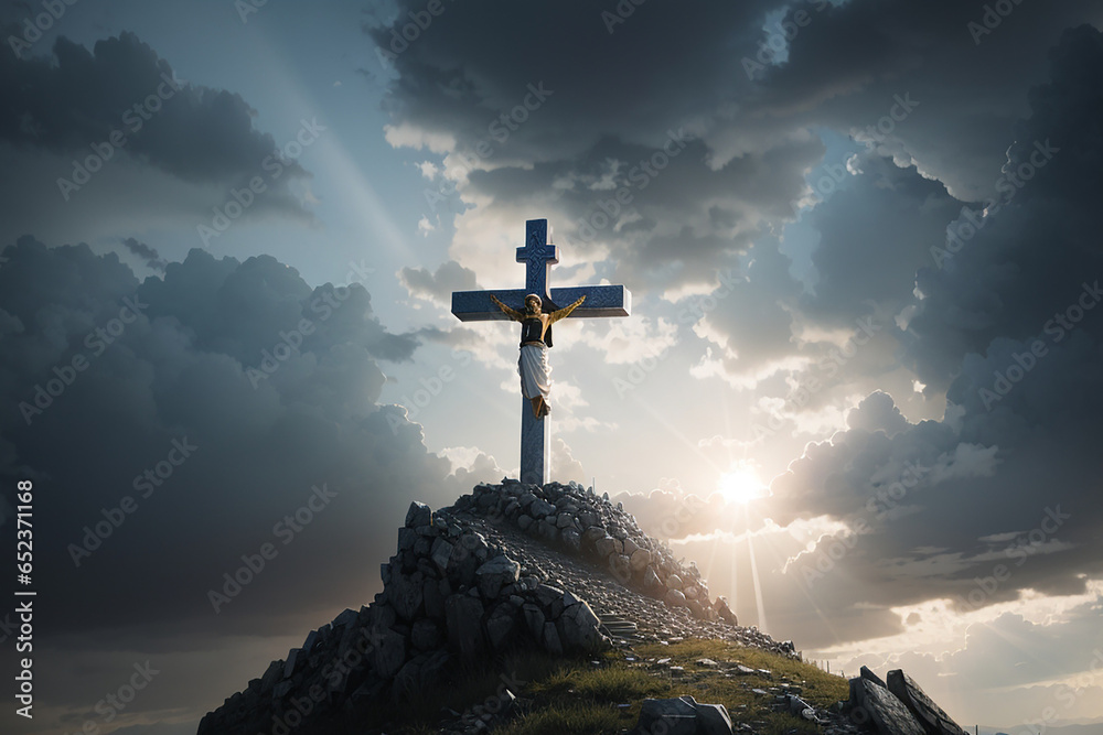 Holy Cross: Death and Resurrection, Shrouded in Light and Clouds Stock ...