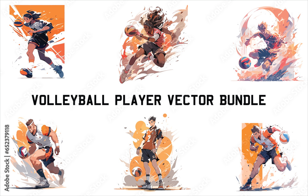 volleyball player vector bundle, female volleyball player ,Volleyball ...
