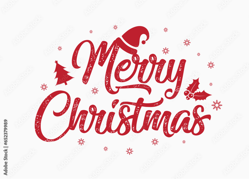 Typography of Merry Christmas text Lettering design card template ...