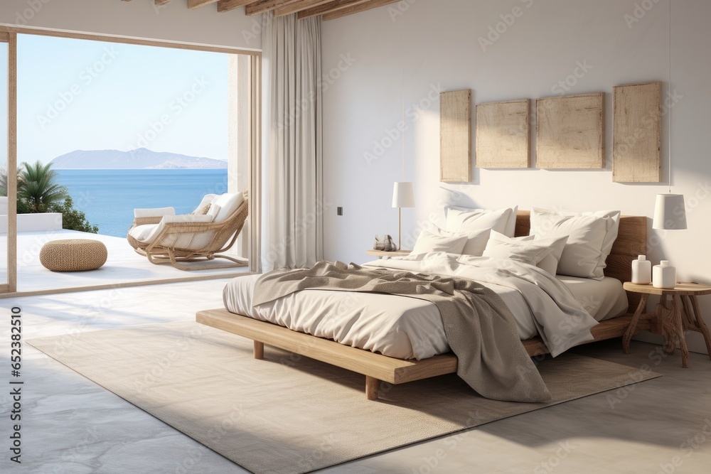 Luxury Hotel Room with Comfortable Bed, Chair and Beautiful Balcony ...