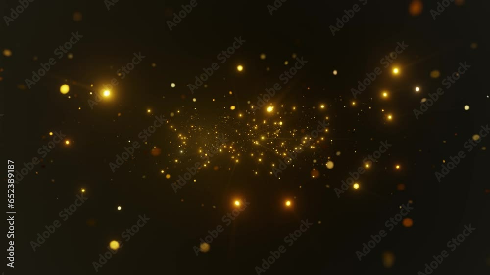 Abstract motion background shining gold particles. Shimmering Glittering Particles With Bokeh ...