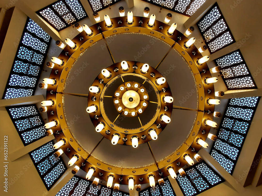 A beautiful mosque chandelier ceiling light with lamps and made of ...