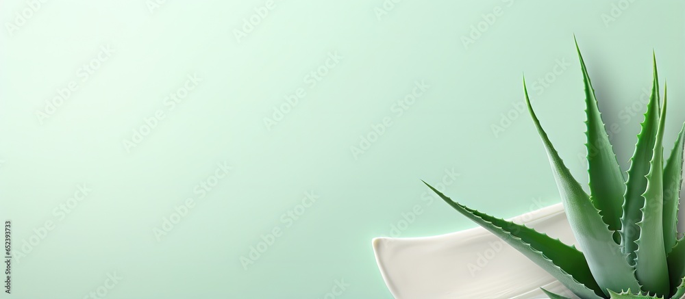 Health benefits of sliced Aloe Vera on isolated pastel background Copy ...