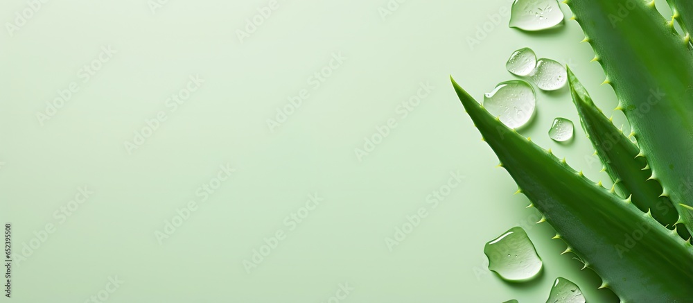 Health benefits of sliced Aloe Vera on isolated pastel background Copy ...