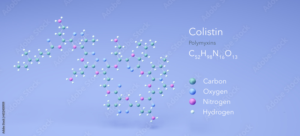 colistin molecule, molecular structures, polymyxin e, 3d model ...