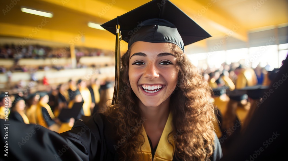 18-year-old Brazilian, encapsulating graduation ecstasy, attired in ...