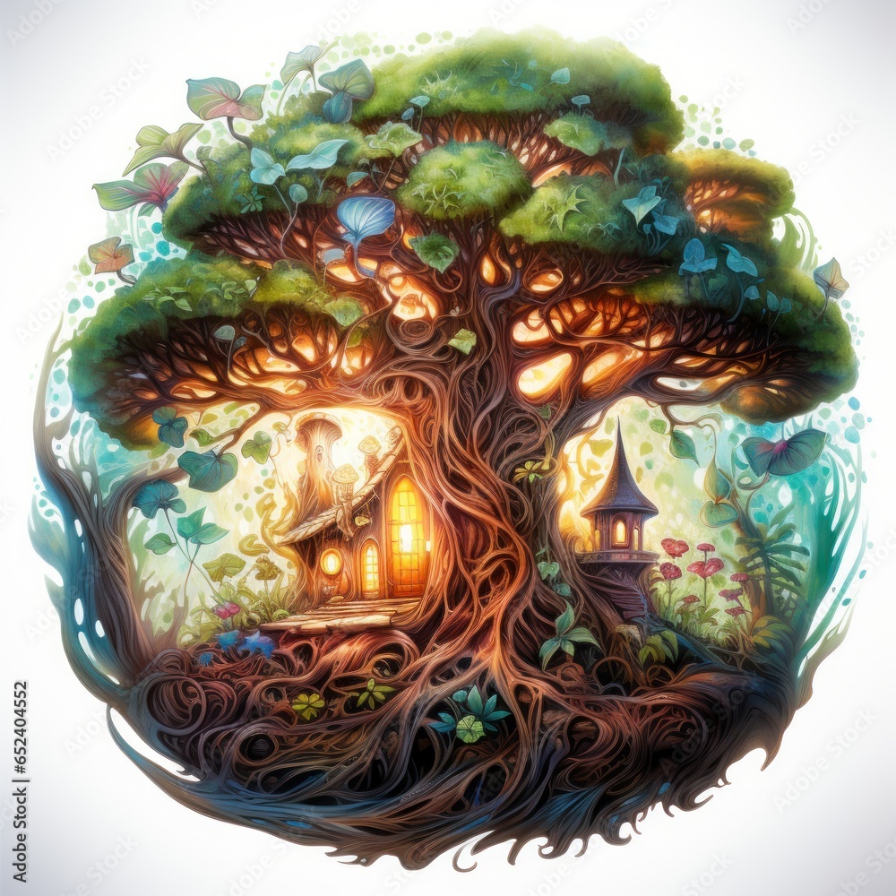 Captivating scene of an Elderwood Fairy weaving bright magical ...