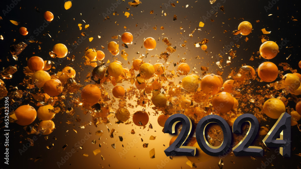Happy New 2024 Year colorful background with 2024 3D digits Stock ...