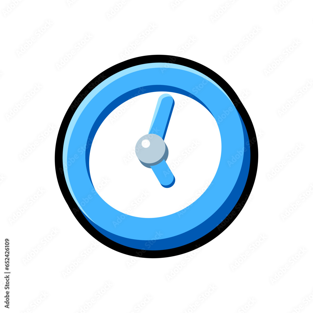 Vetor de Isolated flat 3d clock icon for game, interface, sticker, app ...
