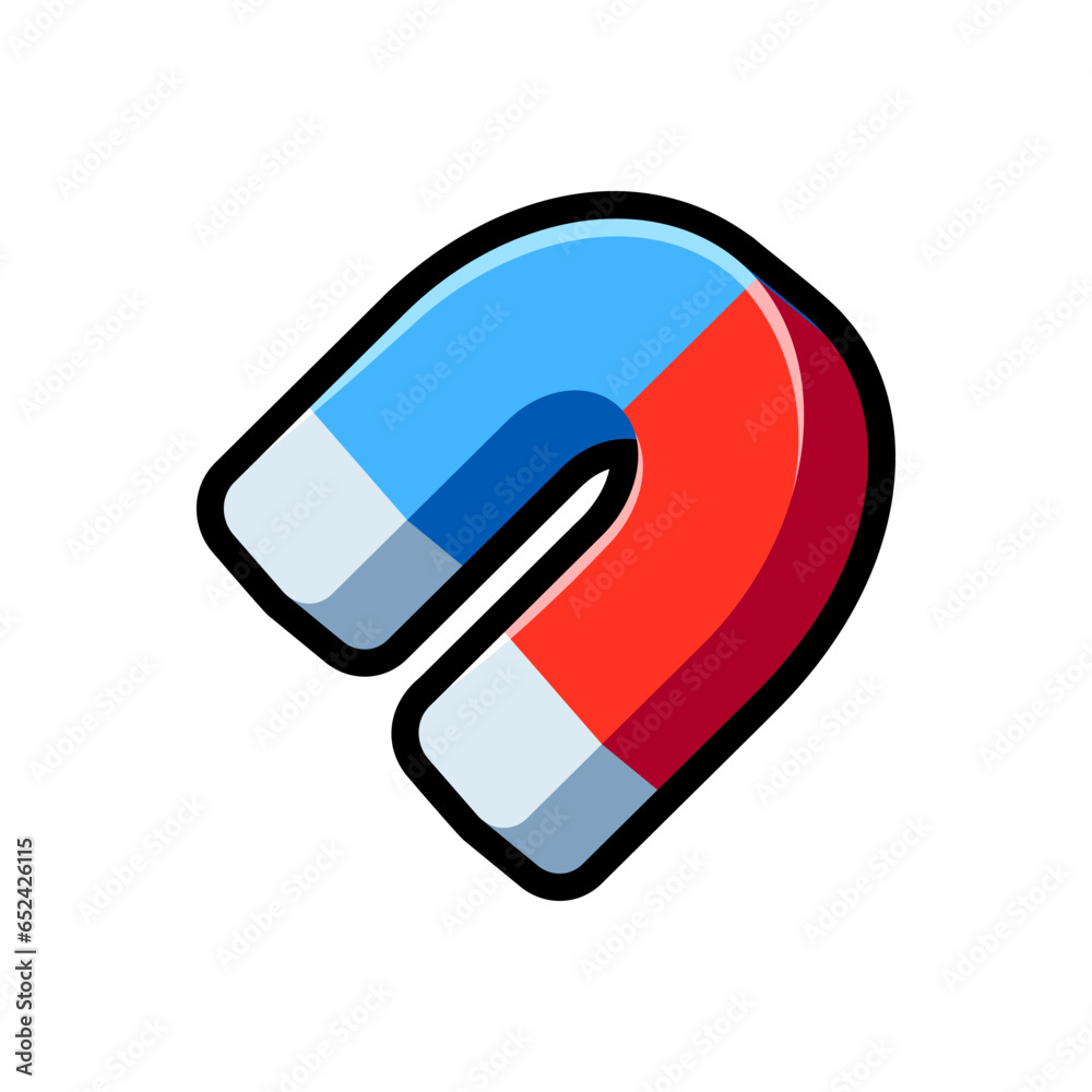 Isolated flat 3d magnet icon for game, interface, sticker, app. The ...