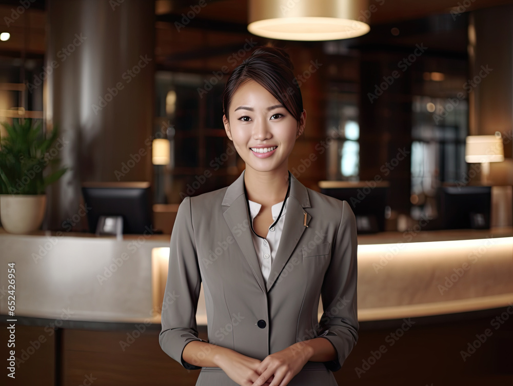 A commercial style photo for hospitality service showcases a young and ...