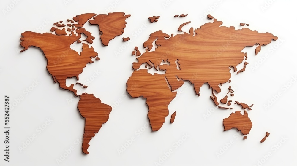 world map by wooden pattern texture isolated white background Stock ...