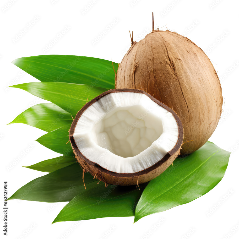 Illustration of juicy coconut isolated on transparent background. PNG ...