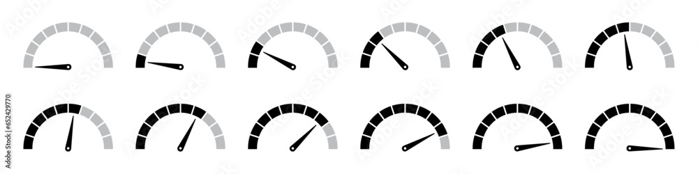 Speedometer infographics in black color. Speedometer loading and ...