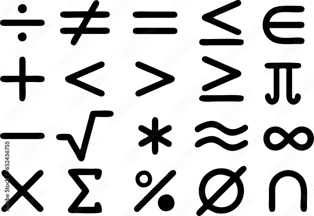 Math symbols, mathematics icon set. Calculation and calculator button ...