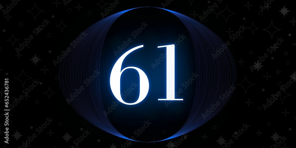 Number 61. Banner with the number sixty one on a black background and ...