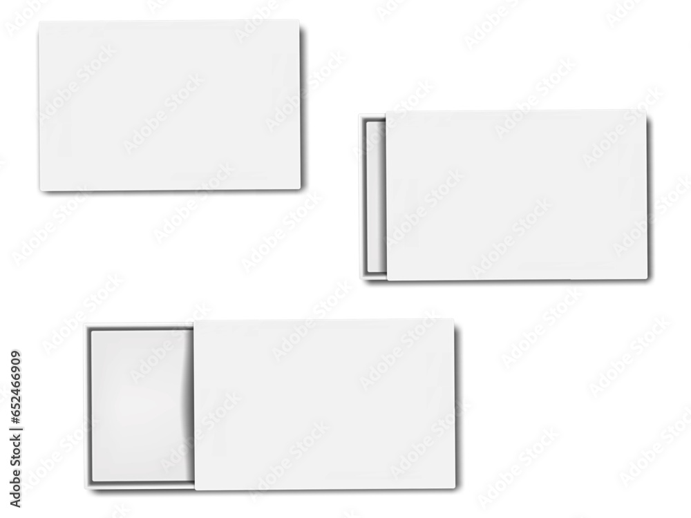 White blank cardboard box with sliding lid and another box inside ...