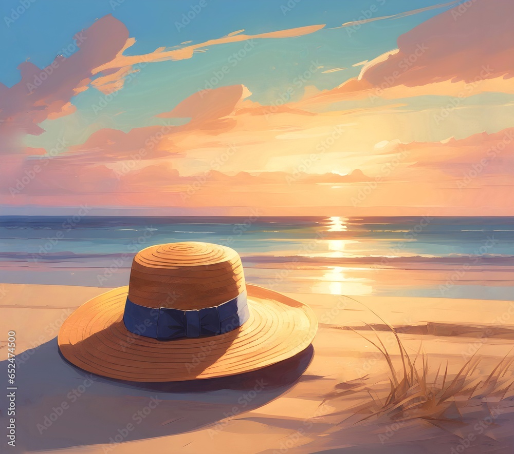 Beautiful digital illustration of hat on the Brazilian coast and a ...