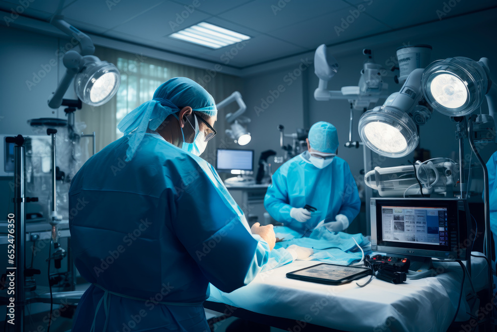 Surgeons in a high-tech operating room prepare for a complex operation ...