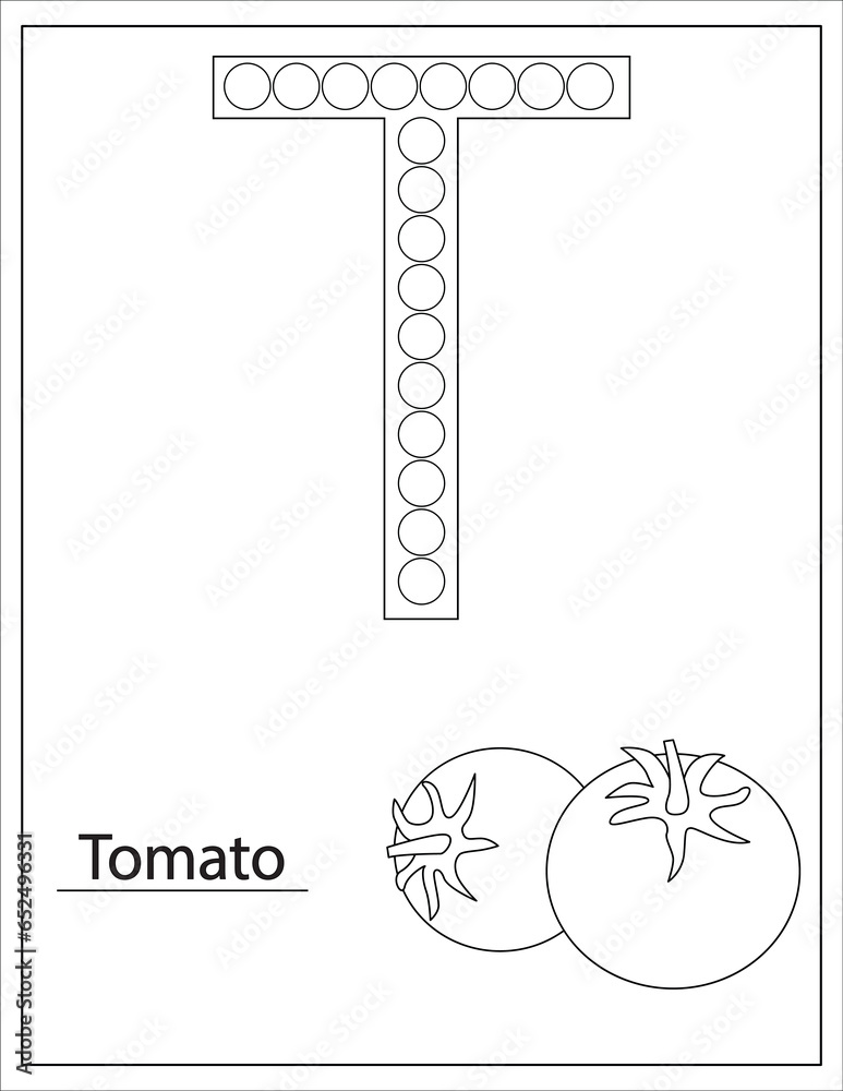 Dot Markers Alphabet Coloring pages for Food topic, Activities for ...