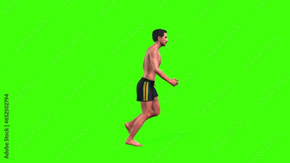 3D Realistic boy wearing black shorts muscle pumping body legs Exercise ...